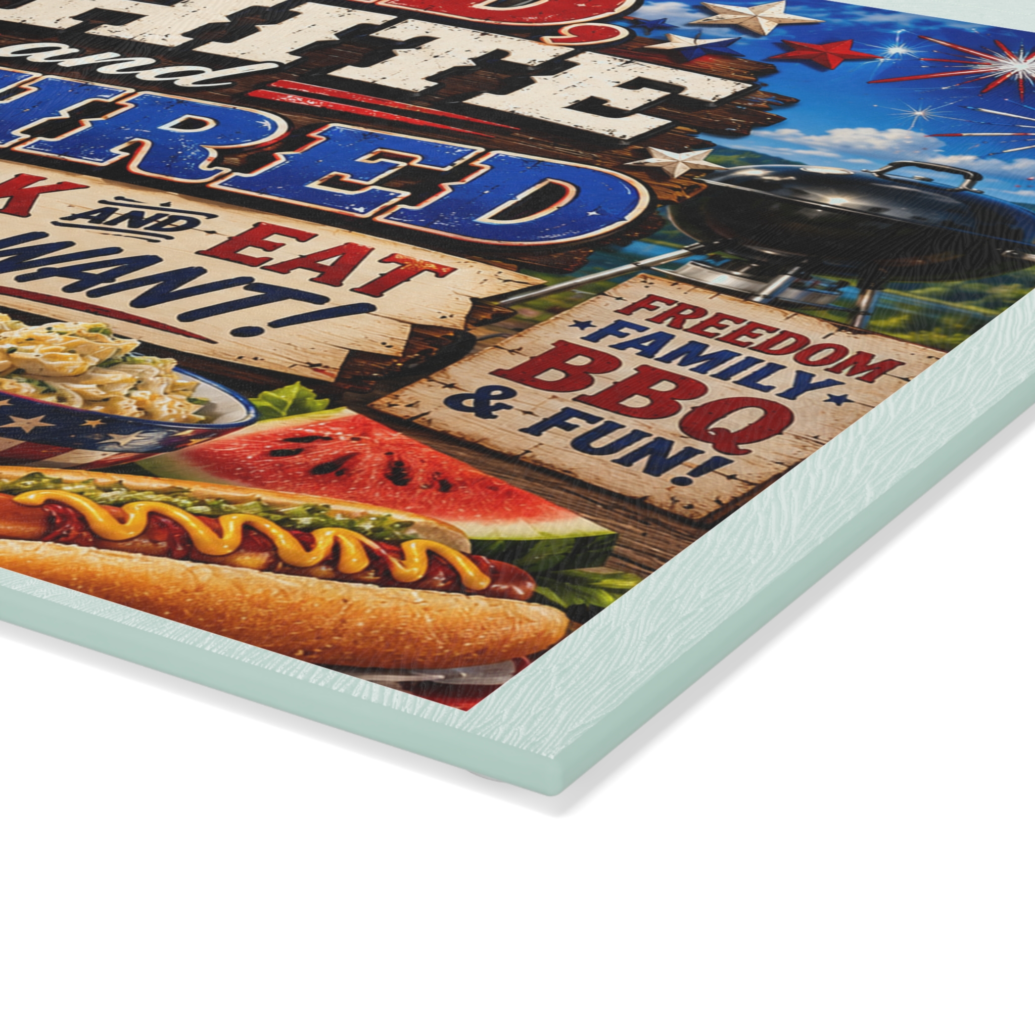 Red, White & Retired ™ Tempered Glass Cutting Board Gather. Grill ...