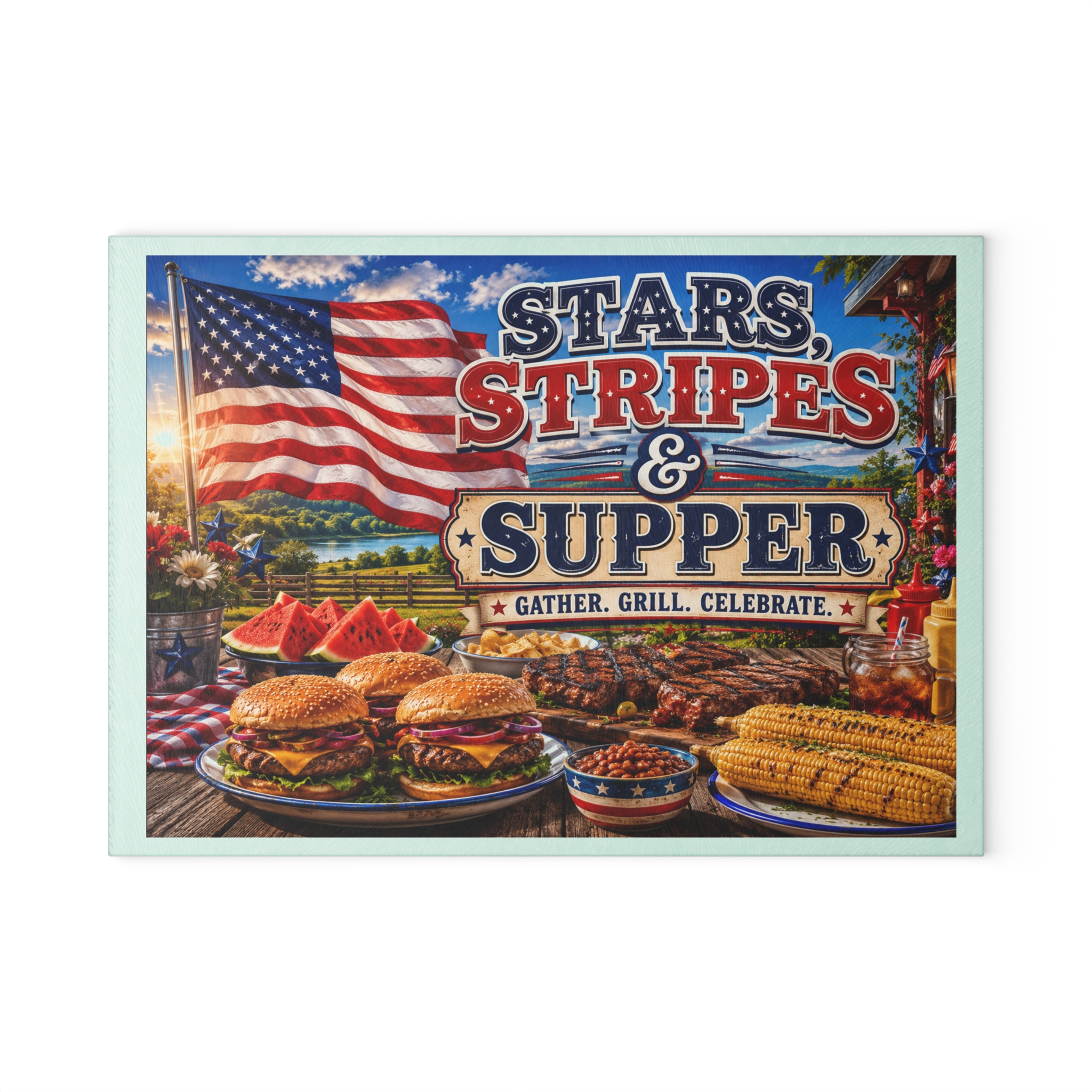 Stars, Stripes & Supper™ Tempered Glass Cutting Board – SassyUSA