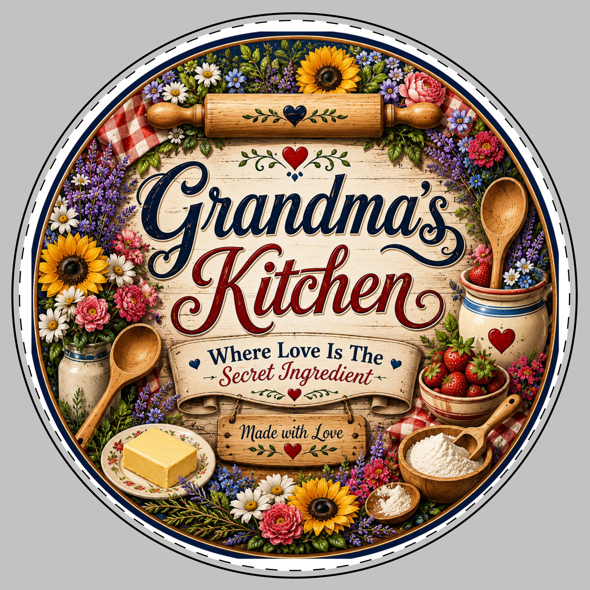 👵 Grandma’s Kitchen™ | Premium Farmhouse Round Tempered Glass Cutting ...